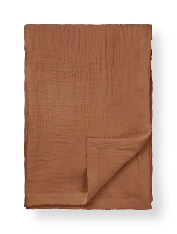 TAMEKO Dale Linen Bed Throw — Rust - Red