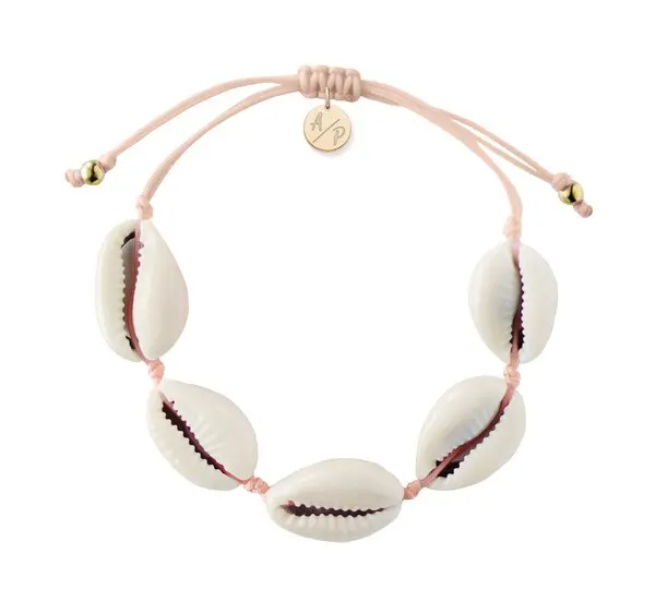 ADRIANA PAPPAS DESIGNS Natural Shell Adjustable Bracelet On Colored Cord Light Peach - Orange