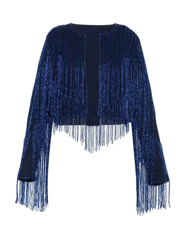 ROSE & NANCY Scarlett Fringe Jacket - Blue
