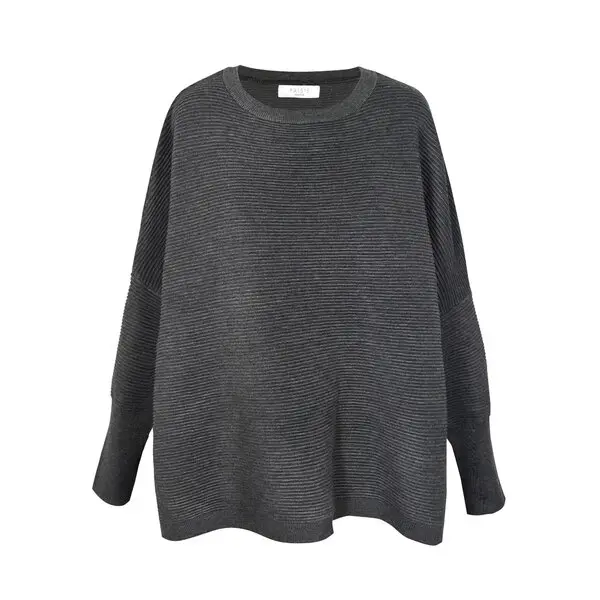 PAISIE Ribbed Jumper In Charcoal - Grey