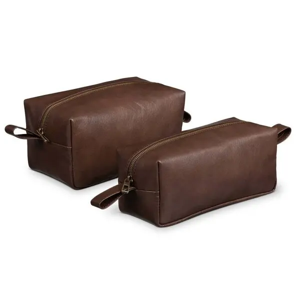 HIDES LEATHER CO. Leather Organizer, Handmade Dopp Kit - Brown