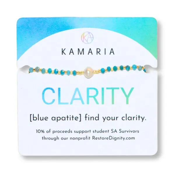 KAMARIA Lumira Mini Pearl & Gemstone Adjustable Bracelet With Miyuki Beads Apatite - Blue