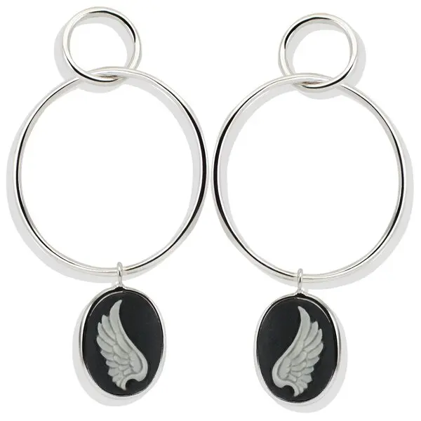 VINTOUCH ITALY Wings Hoop Earrings - Black