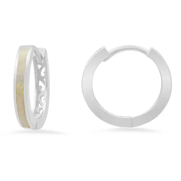 KYLIE HARPER Sterling Opal Hoop Earrings - Silver