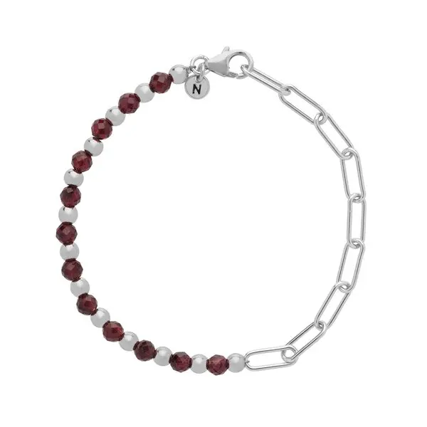 NELLOU JEWELLERY Red / Silver Garnet Gem Shine Bracelet Sterling Silver - Red/silver