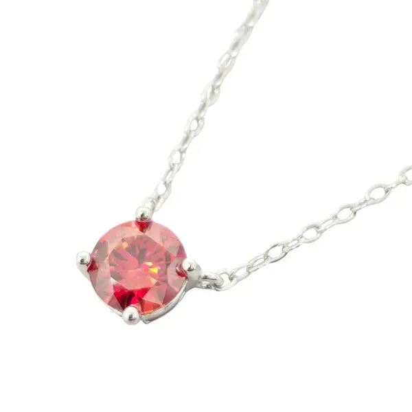 HARFI Red / Silver Ruby Moissanite Crystal Sterling Silver Necklace - Red/silver