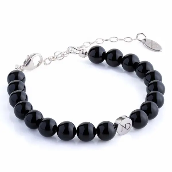 N'DAMUS LONDON Adjustable Onyx Gemstone Bracelet & Sterling Silver Chain - Black