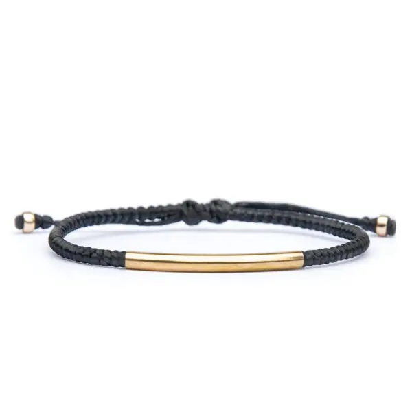 HARBOUR UK Bridge Gold Rope Bracelet Adjustable Durable & Vegan - Black