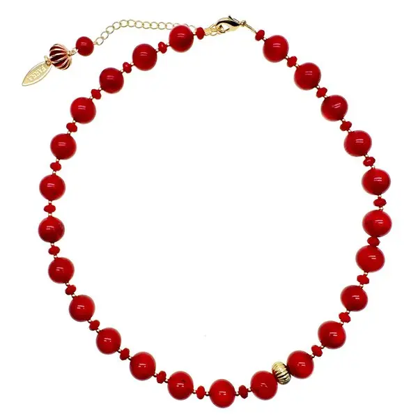 FARRA Timeless Bamboo Coral Choker - Red