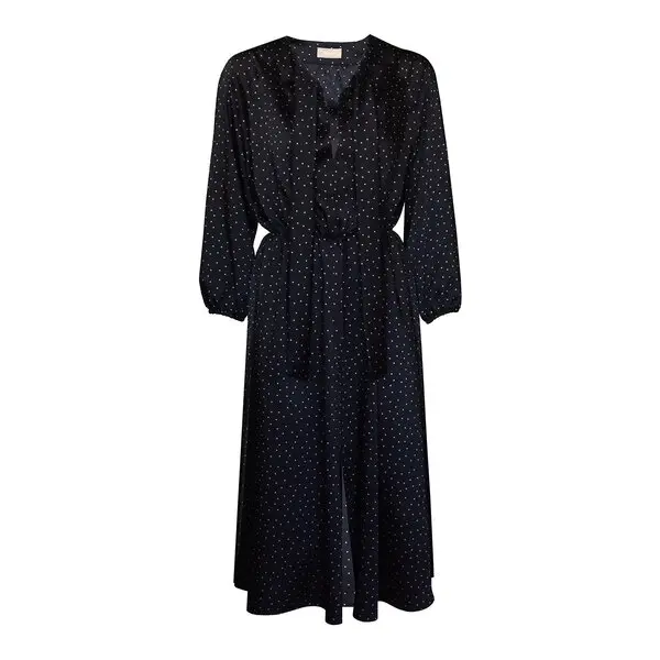 2KSTYLE Acton Pussybow Polkadot Satin Effect Midi Dress