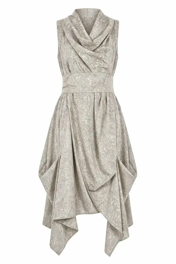 ATOM LABEL Wrap Ruched Dress Champagne Ornate - Silver