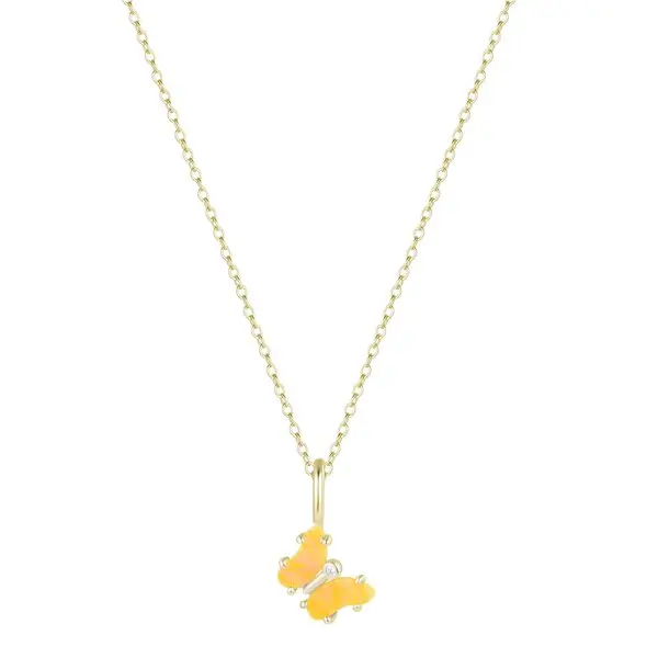 KAMARIA Mini Opal Butterfly Charm Necklace Tangerine - Orange