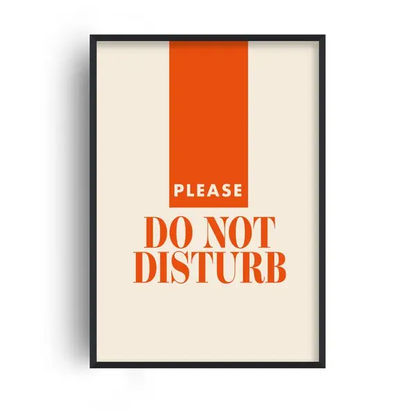 FANCLUB Playful Do Not Disturb Retro Bedroom Giclée Art Print A2 - Red