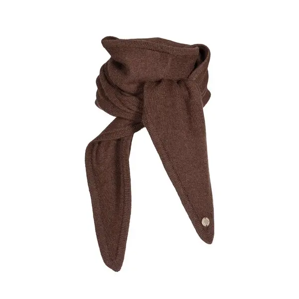 TIRILLM Ayla Small Neck Scarf In Soft Pure Cashmere, Dark - Brown