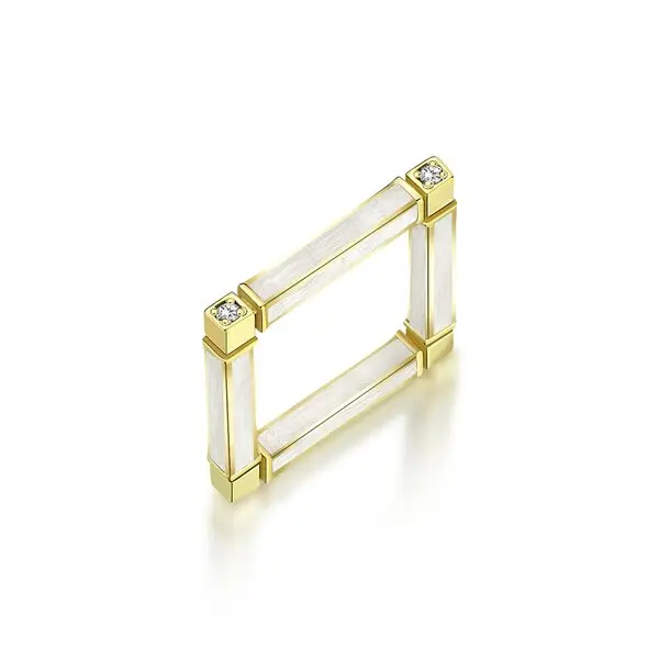 C|ND|N BY CANDAN BALTO Megaron Square Silver & White Mother Of Pearl Enamel Ring - Gold