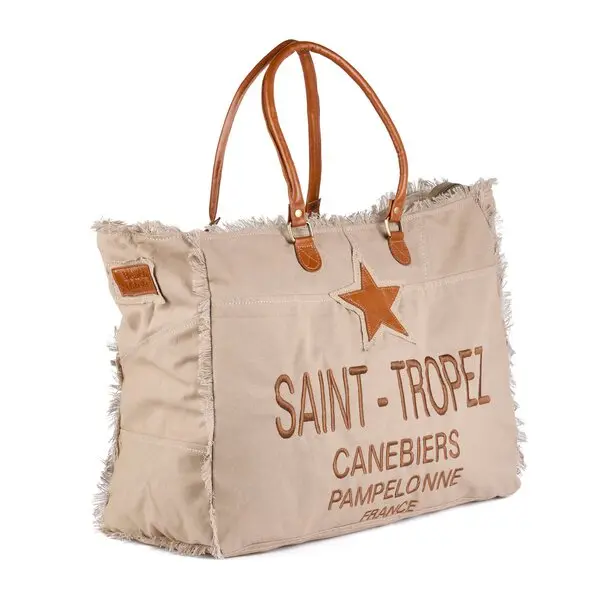 BEDROOM ATHLETICS Neutrals Casey St Tropez Large Washed Canvas Beach Bag - Beige