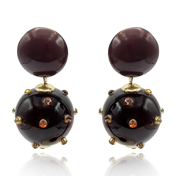 MICHAEL NASH JEWELRY Valentina Tortoise & Tortoise Resin Studded Pierced Earrings - Brown