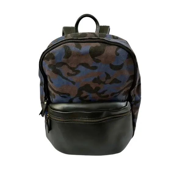VIDA VIDA Camo And Leather Backpack Camo - Blue