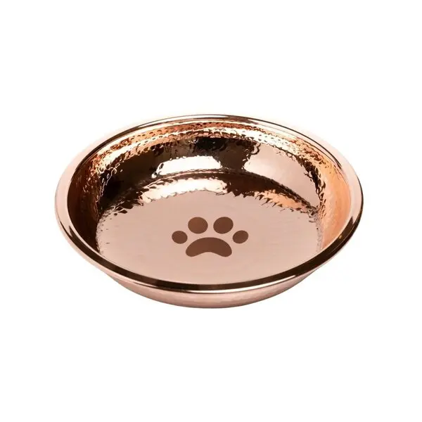 ANATOLIACRAFT Copper Pet Bowl With Paw Detail Tin-lined - Brown