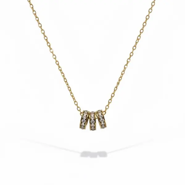 VICKY&NICO Triple Pavé Ring Necklace - Gold
