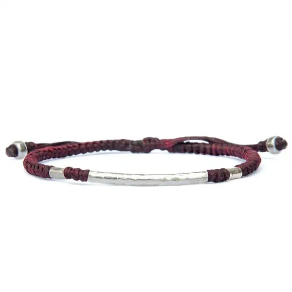 HARBOUR UK Little Björn Silver Rope Bracelet Wine - Red