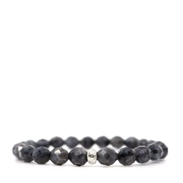Shar Oke Grey / Silver Larvikite & Sterling Silver Cubic Zirconia Bracelet - Grey/silver