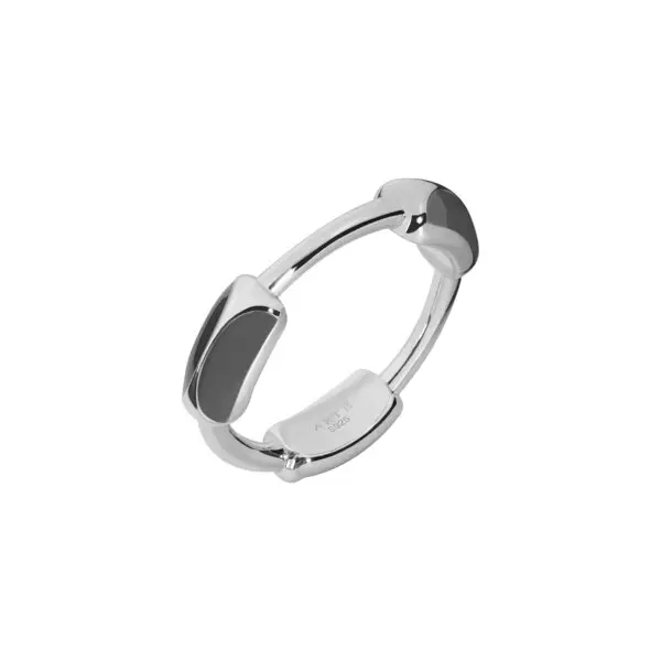 Arte Madrid Toggle Sculpted Dome Ring Gunmetal Gray - Grey
