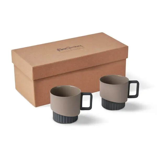 Esma Dereboy Black / Grey Corinth Tea Cup Set Of Two Black Rock Colour - Black/grey
