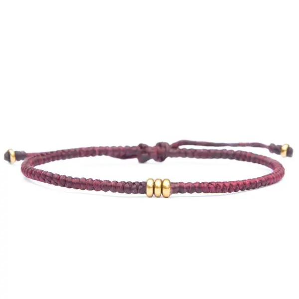 HARBOUR UK Soul Brass Brass Rope Bracelet Wine - Red