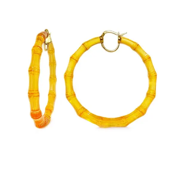 GOLD & HONEY Xl Bamboo Hoop Earrings In Honey - Gold