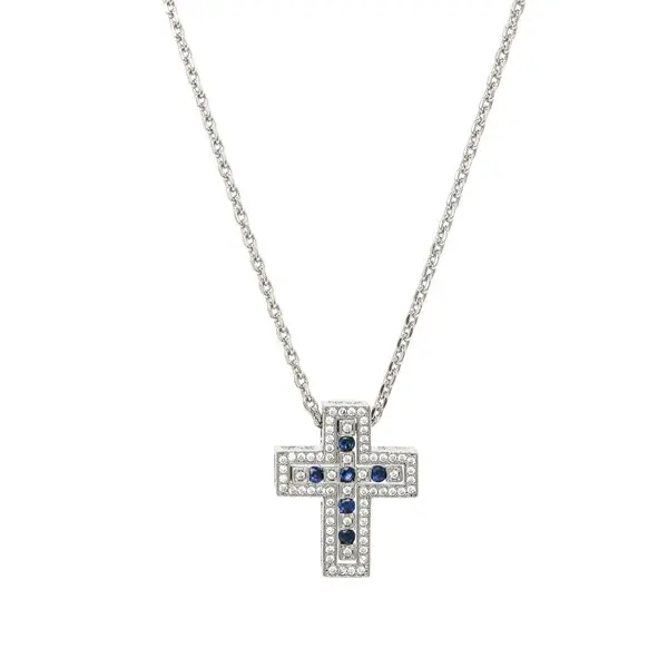MISS CECILIA The Twin Cross Necklace - Blue