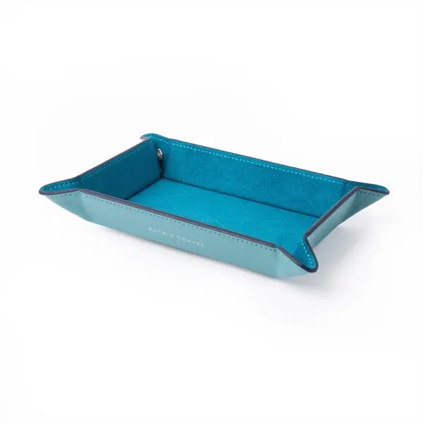 PACK'N TRAVEL Leather Tray Turquoise