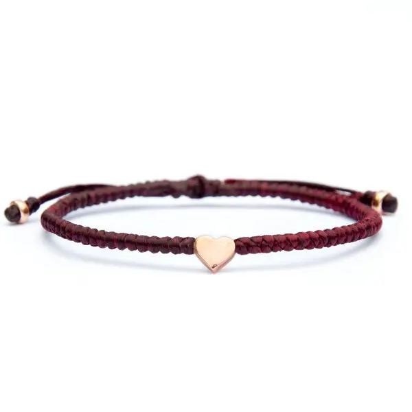 HARBOUR UK Tiny Rose Gold Heart Wine Bracelet - Red