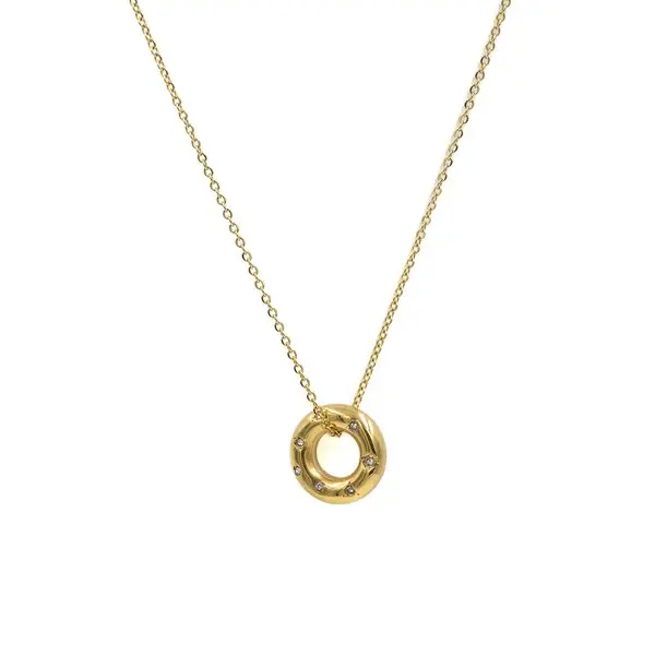 SUPERDIVAJEWELLERY Circle Diamanté Necklace - Gold