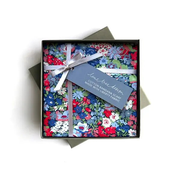 LIME TREE DESIGN Red And Blue Thorpe Headscarf Made With Liberty Fabric - Blue/red