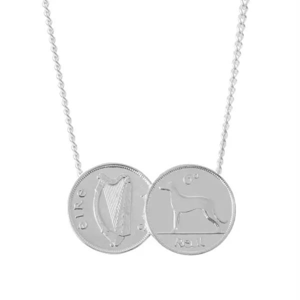 KATIE MULLALLY Double Irish 6d Coin Necklace In Sterling - Silver