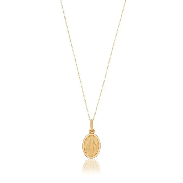 LILY & ROO Small Solid Oval Virgin Mary Necklace - Gold