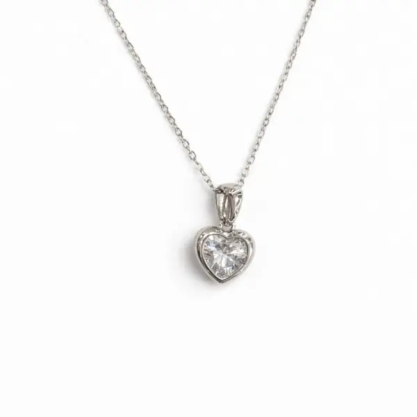 PEARL CODE Sophie Heart Pendant Necklace With Cubic Zirconia - Silver