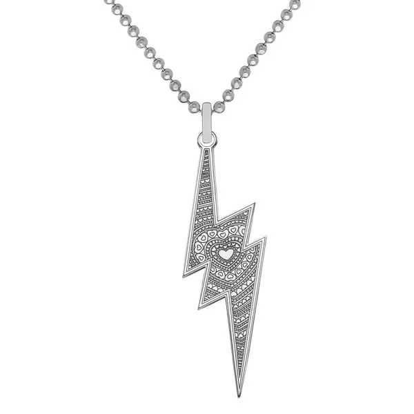 CARTERGORE Large Lightning Bolt Pendant Necklace - Silver