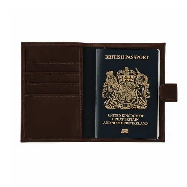VIDA VIDA Luxury Leather Passport Cover With Card Slots Dark - Brown