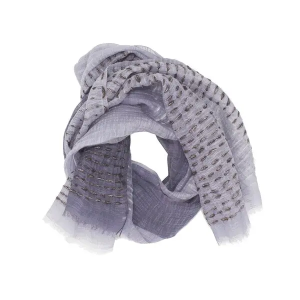 SIDNEY BYRON Blue / Grey Serena Cotton And Silk Scarf In Grey - Blue/grey