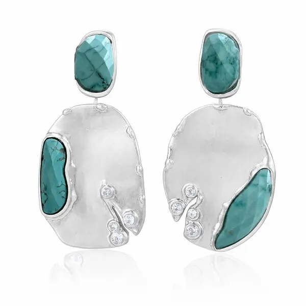RARE MATTERS JEWELRY Cascade Turquoise Gemstone Silver Earring - Blue