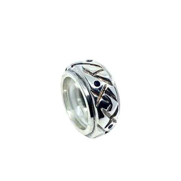 TG-JEWELLERY BY TAMARA GERVASIO Silver / Blue Abstract Chunky Sterling Silver Ring With Sapphire Gemstone - Silver/blue