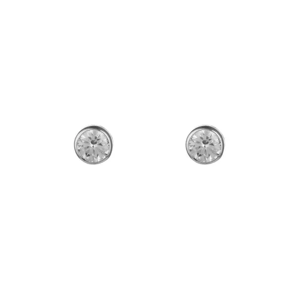 CHIARELLA Bezel Zircon Earrings - Silver
