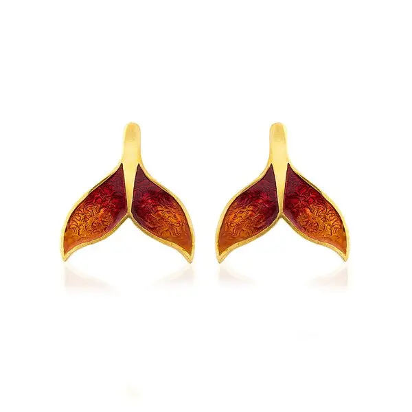 MILOU JEWELRY Whale Tail Earrings - Orange