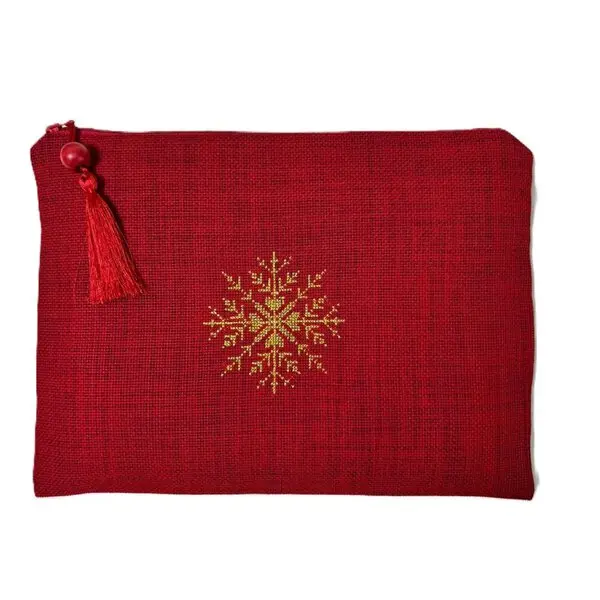 SPRINGMOONATELIER Special Handmade Cross-stitch Clutch Bag - Red