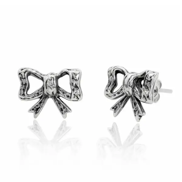 UNALOE Sterling Ribbon Bow Earrings – Chic Minimal Style And Symbol Of Grace – Jewellery - Silver