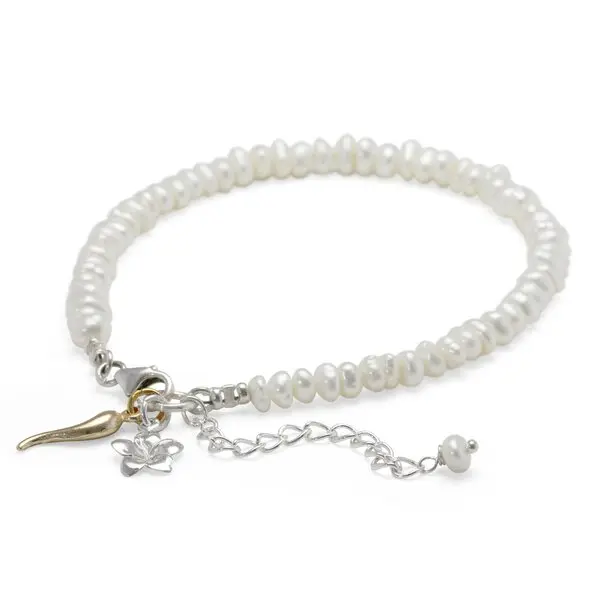 ISLA SILVER Aphrodite's Freshwater Pearl Bracelet - White