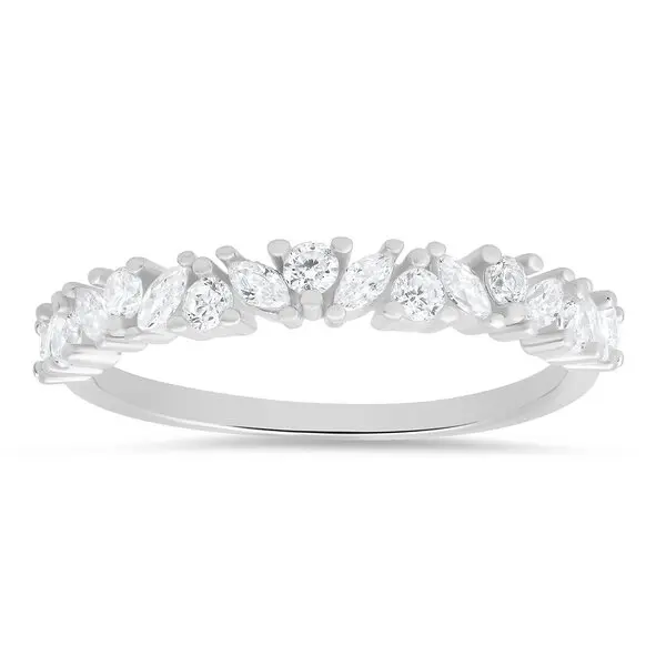 KYLIE HARPER Petite Multi-cut Diamond Cz Band Ring In Sterling - Silver