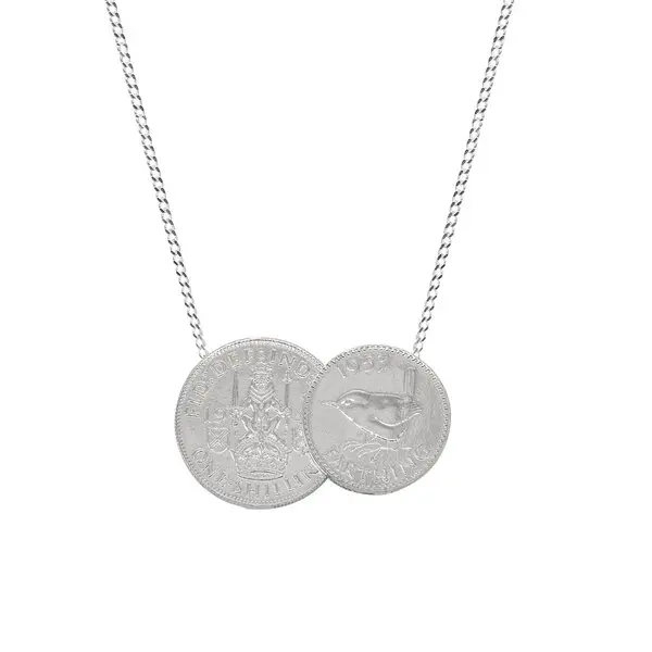 KATIE MULLALLY Scottish & English Double Coin Pendant Necklace - Silver